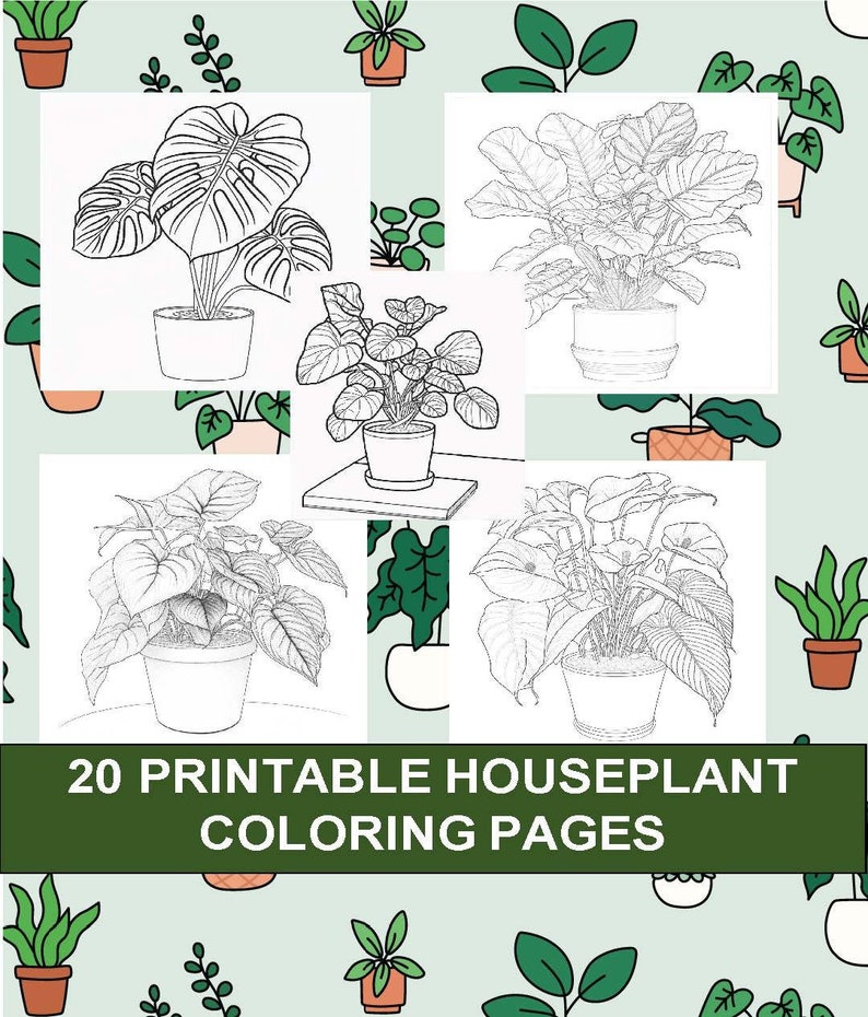 20 Printable Houseplant Coloring Book Pages - Etsy