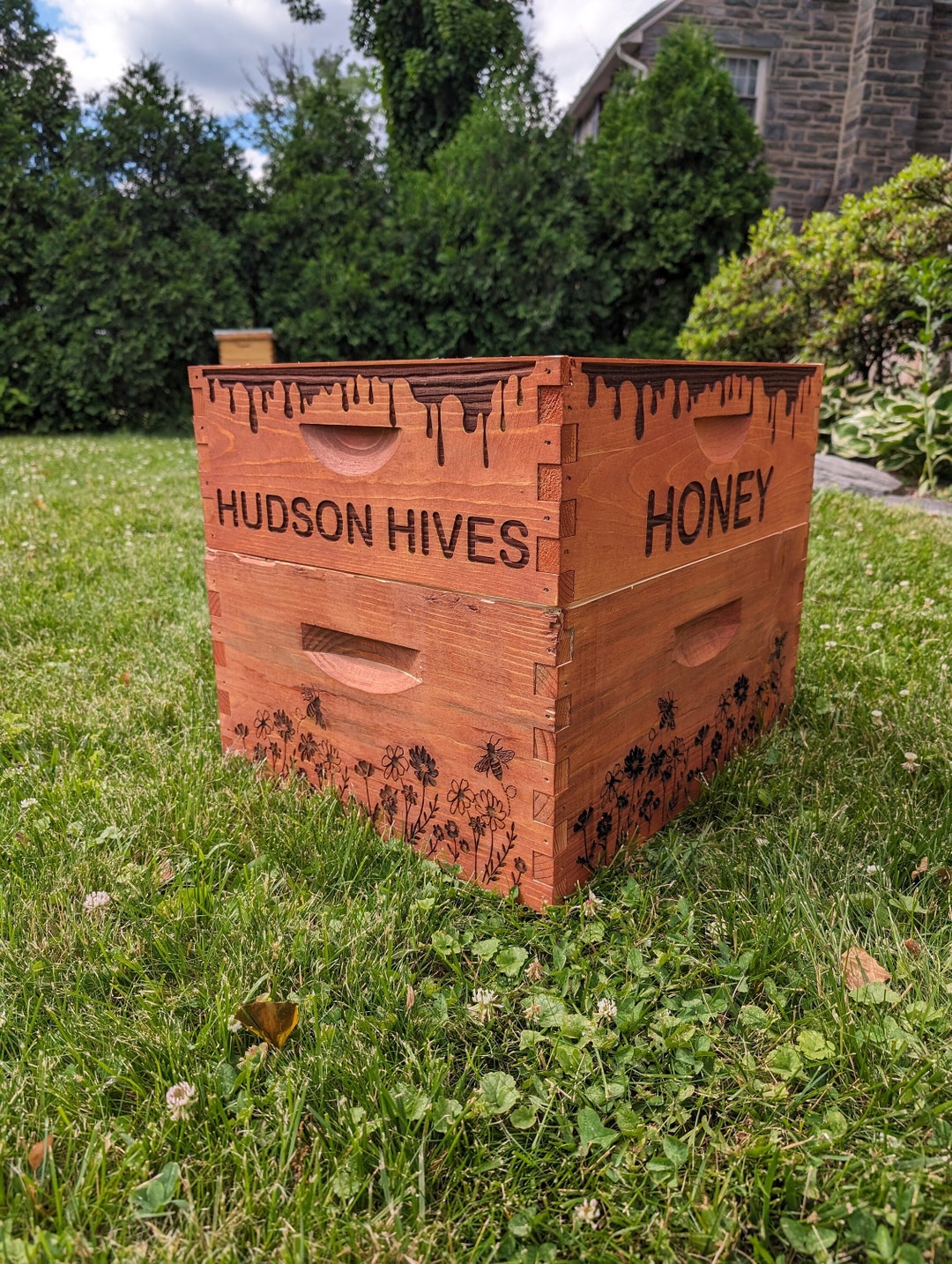 Beehive Box | Personalized Custom Laser Engraved | Langstroth Brood Deep or Honey Supers | Box ...