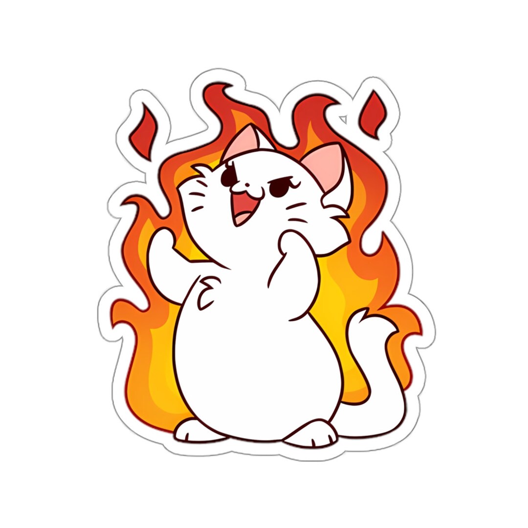 Angry but Cute Cat Sticker, Catniss Evil Cat Stickers, Pawsome Gift for ...