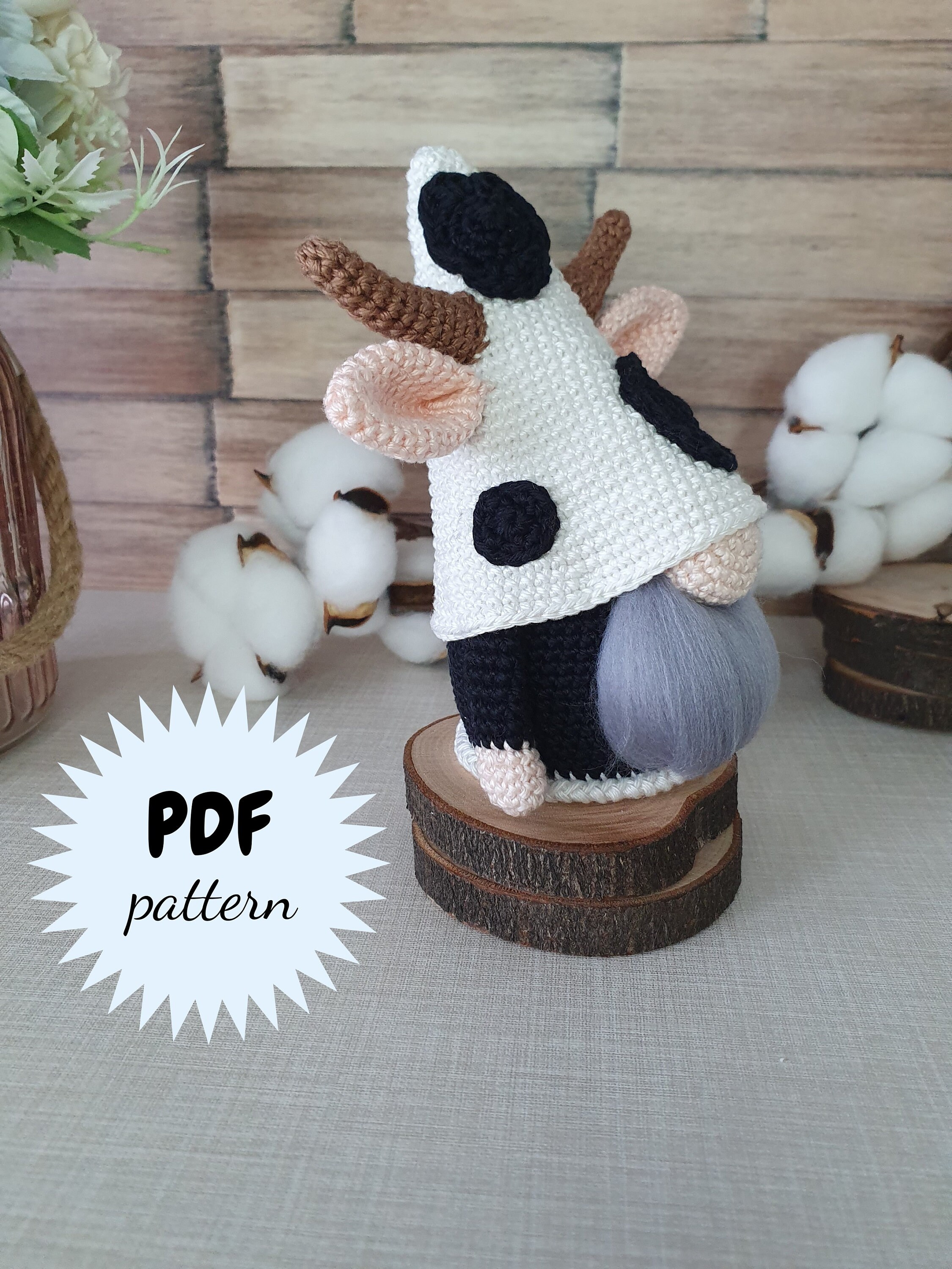 Cow Gnome Crochet Pattern, Amigurumi Cow Pattern - Etsy