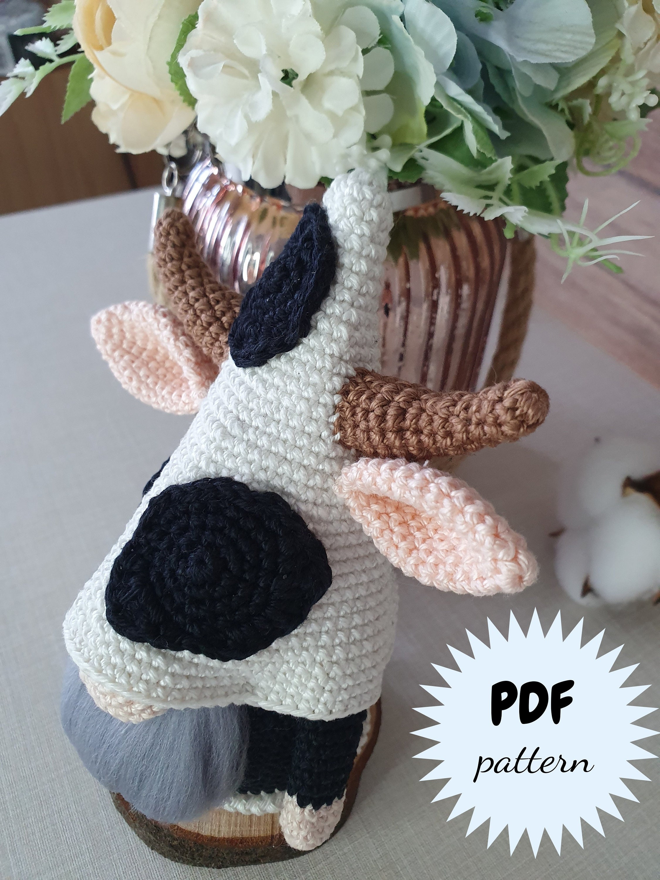 Cow Gnome Crochet Pattern, Amigurumi Cow Pattern - Etsy