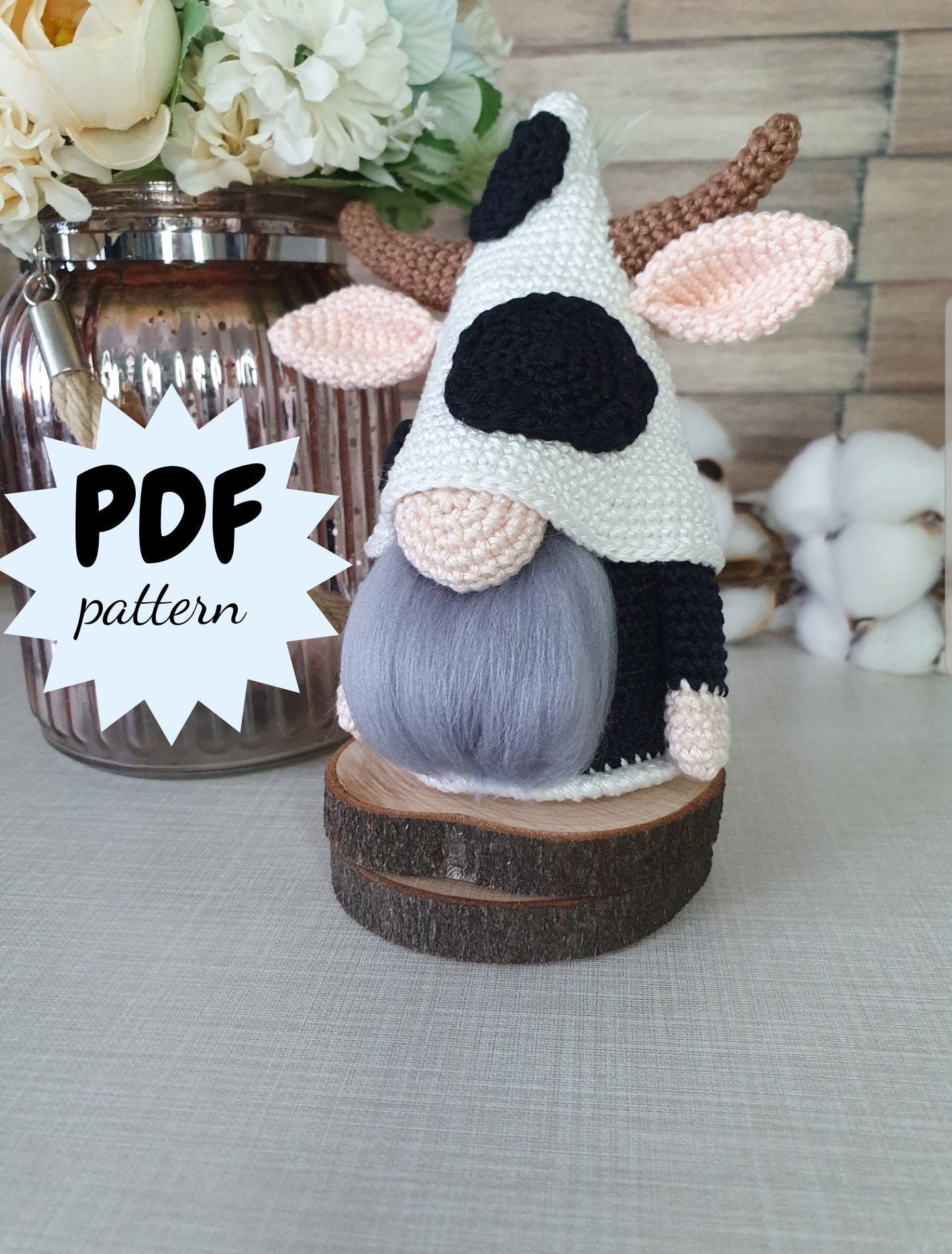 Cow Gnome Crochet Pattern, Amigurumi Cow Pattern - Etsy