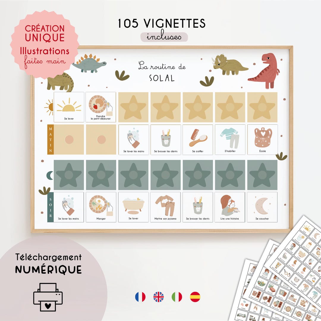 Dinosaur Kids Daily Routine PDF | T-rex Triceratops Visual Schedule ...
