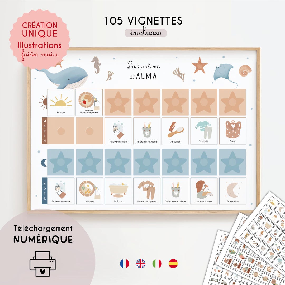 Personalized Kids Routine Chart | Montessori Visual Schedule, Morning ...
