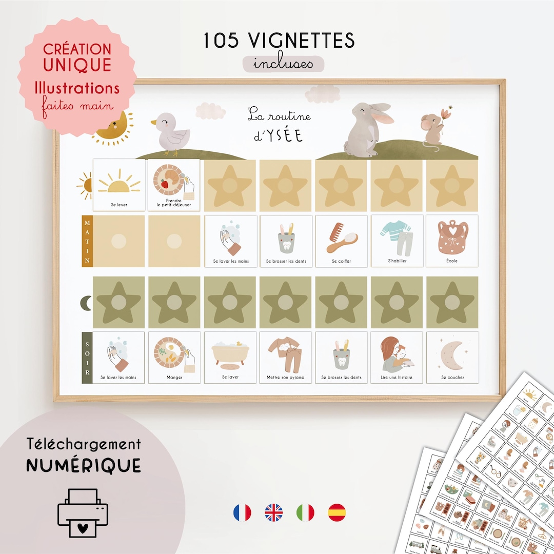 Custom Kids Daily Routine | Personalized Cute Animal Chart Bunny Mouse ...