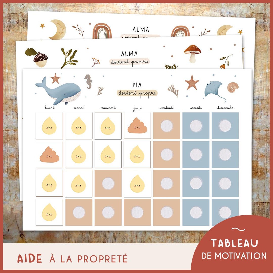Tableau de motivation Propreté Montessori pour enfant - tableau ...