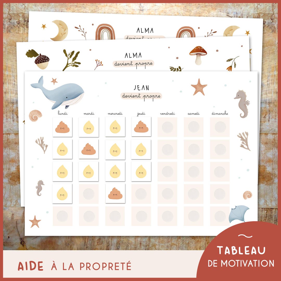 Tableau de motivation Propreté Montessori pour enfant - tableau ...