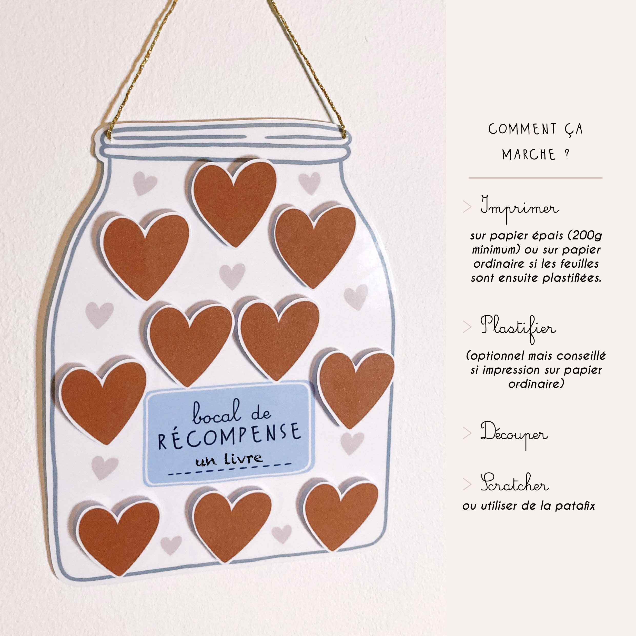Pot de récompense enfant à créer soi-même DIY, reward jar, bocal coeur ...