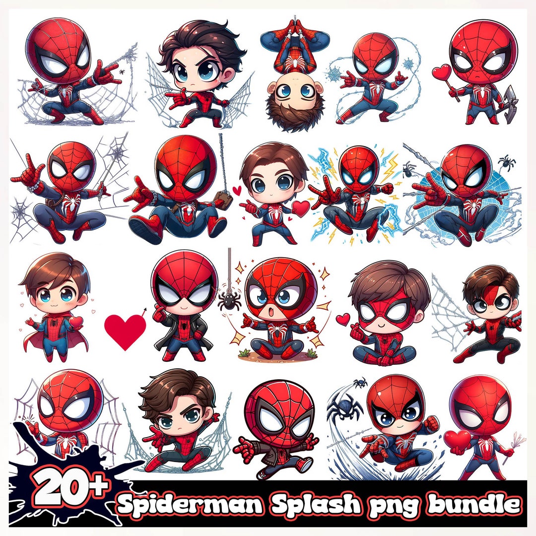 Chibi Spiderman Png Bundle, Baby Spiderman, Spiderman, Spiderman Web - Etsy