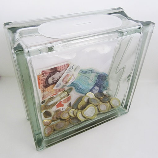 Large Square Glass Money Box. Blank Unlettered No Design - Etsy UK