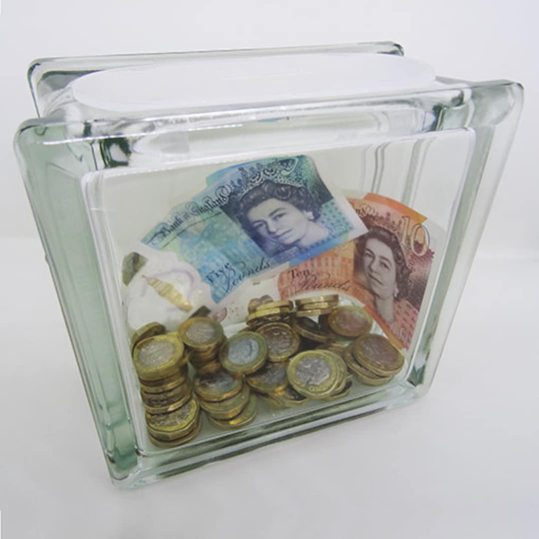 Small Square Glass Money Box. Blank, Unlettered, No Design - Etsy UK