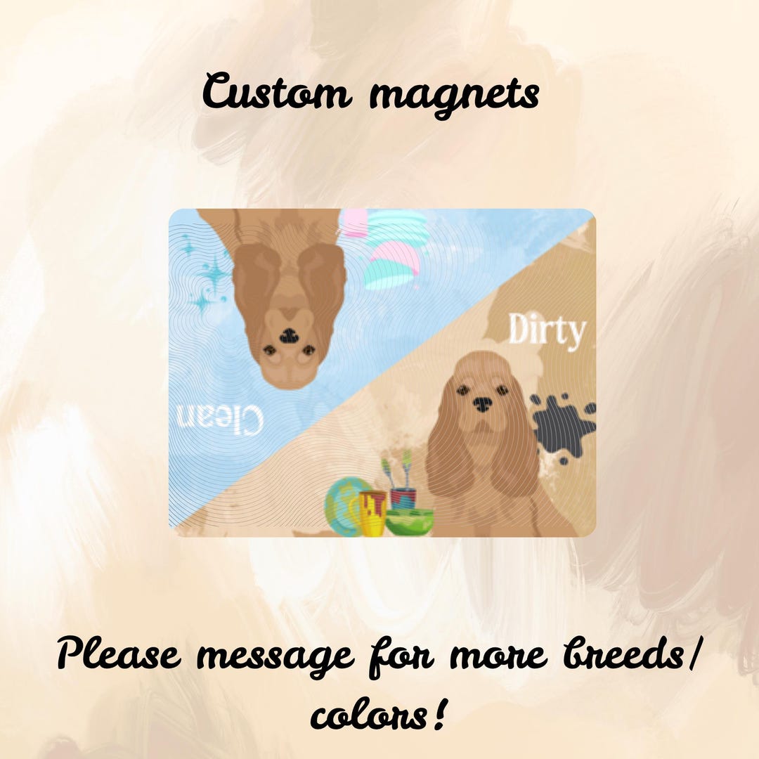 Cocker Spaniel Dog 3pk Clean/ Dirty Dishwasher Magnets, Fridge Magnet ...