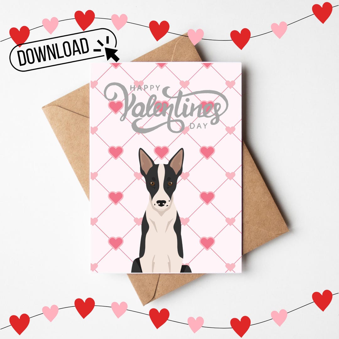 Smooth Border Collie Dog Valentines Day Digital Printable 5X7 Greeting ...