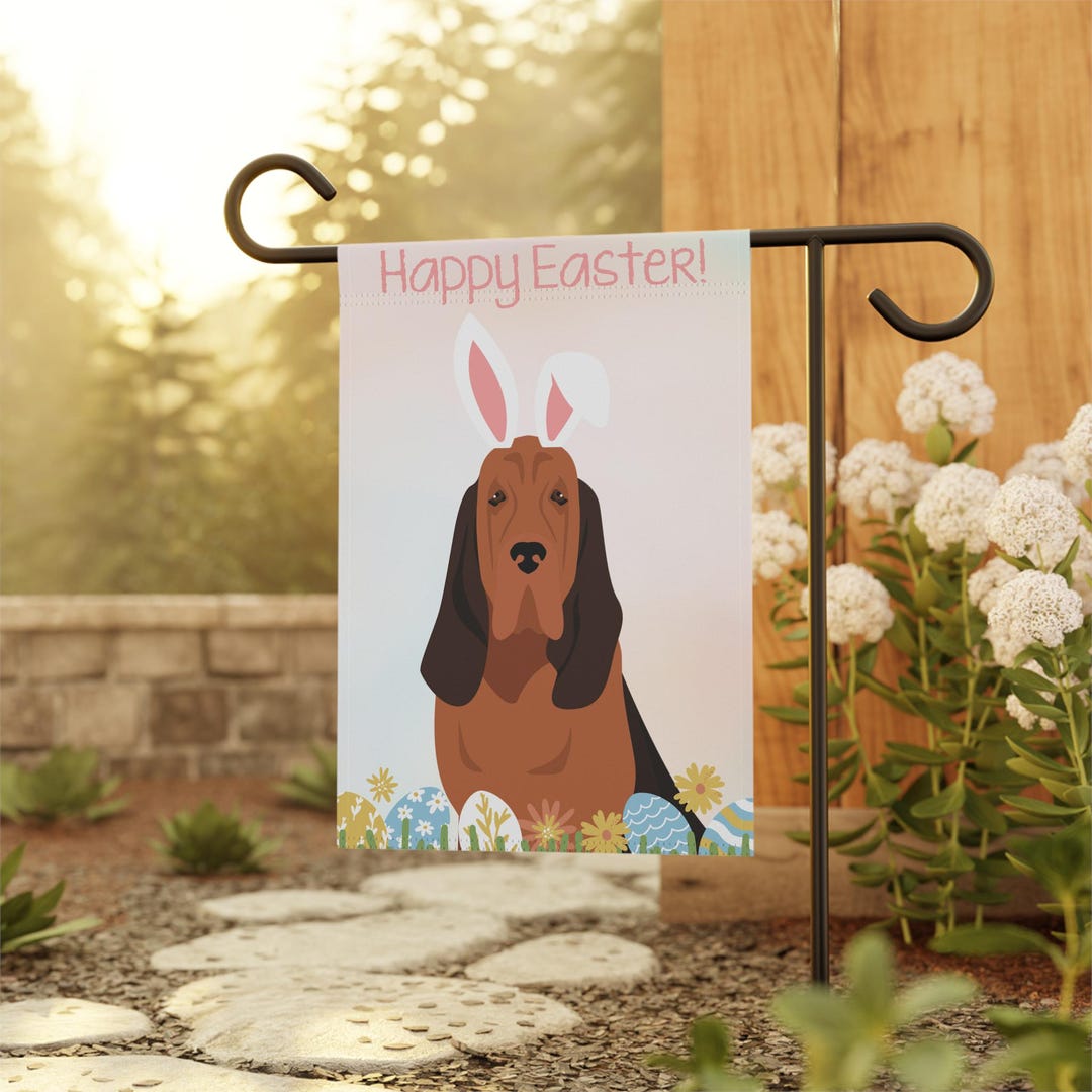 Bloodhound Dog Happy Easter Garden Flag - Etsy
