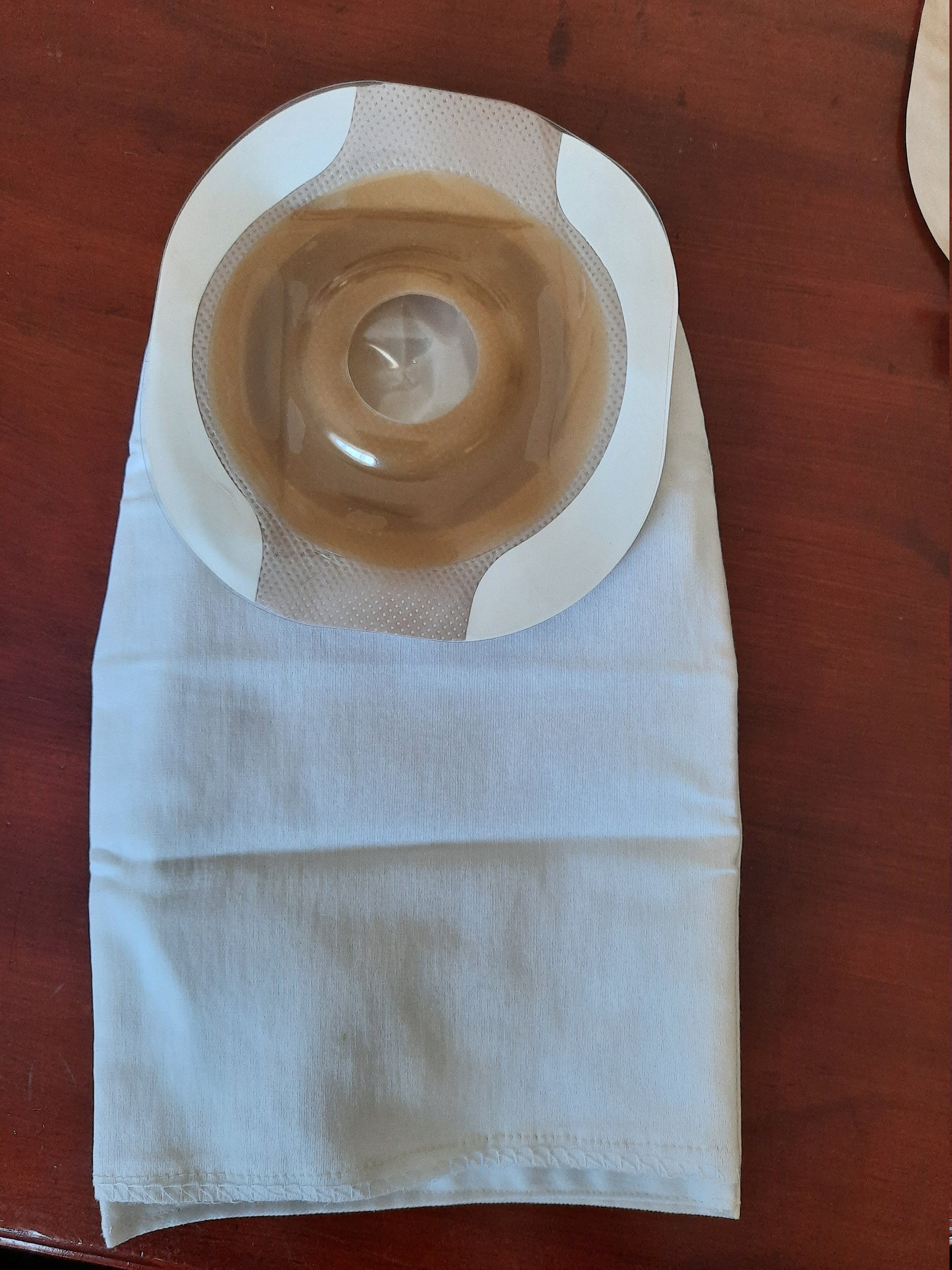 Stoma Bag Cover. White Reversible Open Ended. 8" X 6" X 3" Flange ...