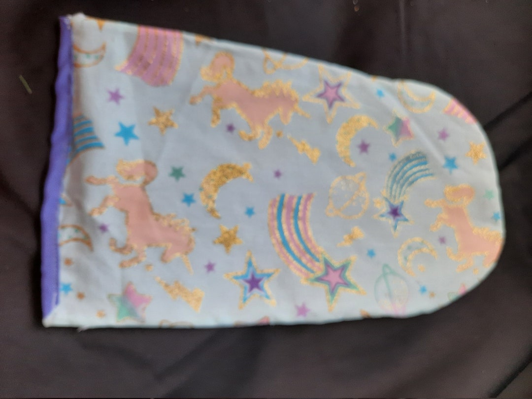Stoma Bag Cover, 2 in 1 Reversible. Pastel Unicorn/purple. 10 6 2 1/2-3 ...