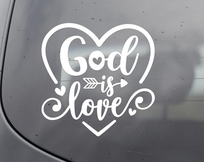 God is Love Heart Vinyl Decal God is Love Heart Sticker God is Love Car ...