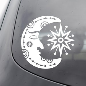 Moon and Star Circular Badge Vinyl Decal - Celestial Vinyl Decal - Star ...