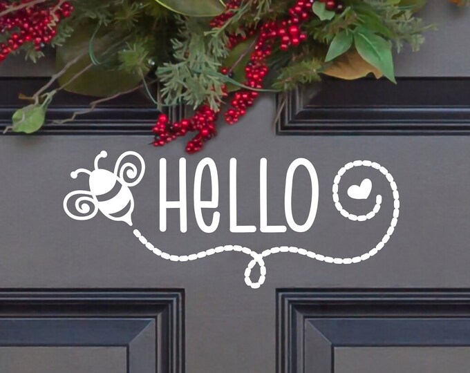 Hello Bumblebee Vinyl Decal Hello Vinyl Sticker Hello Door - Etsy