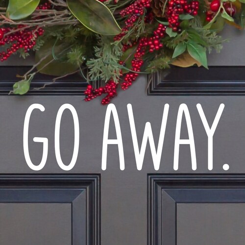 Cursive Go Away Vinyl Decal Funny No Soliciting Decal Go - Etsy