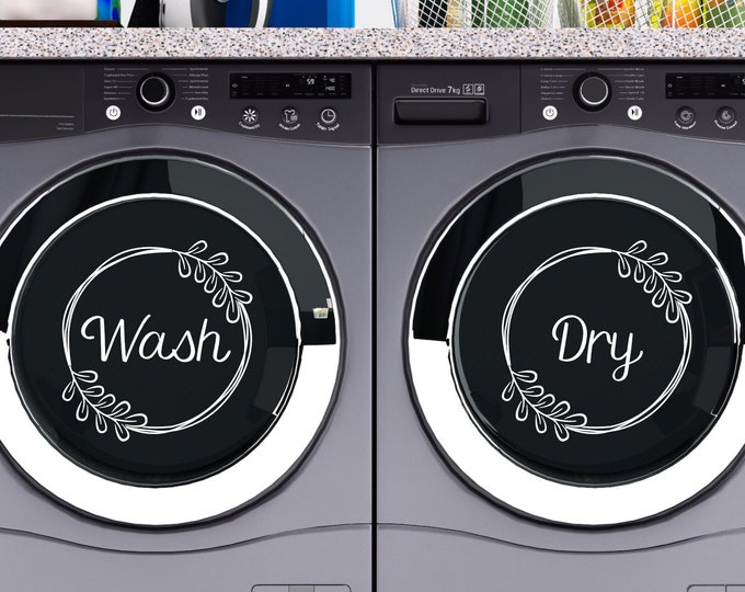Wash Dry Leaf Wreath Vinyl Decal Set Leaf Wreath Washer and Dryer Vinyl ...