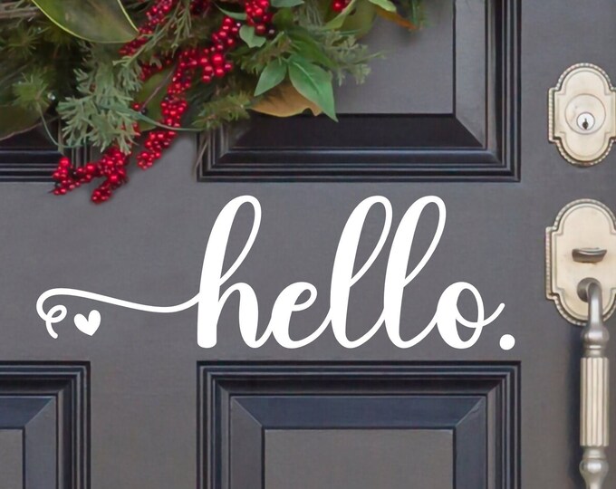 Cursive Hello Heart Vinyl Decal Hello Vinyl Sticker Hello - Etsy