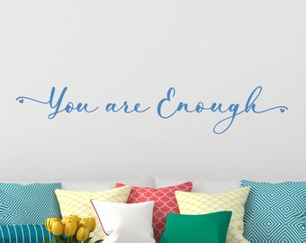 Wall Décor Cursive You Are Enough Vinyl Decal You Are Enough Bathroom ...