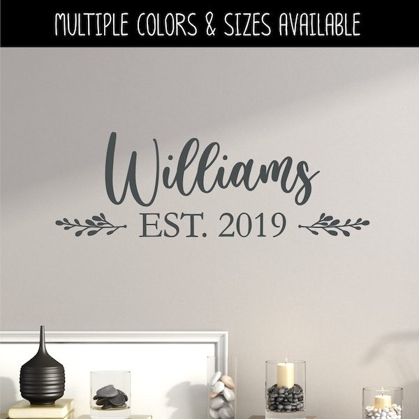 Last Name Decal - Etsy