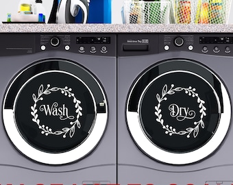 Wash & Dry Vinyl Decal Set Washer and Dryer Vinyl Decal Set Laundry ...