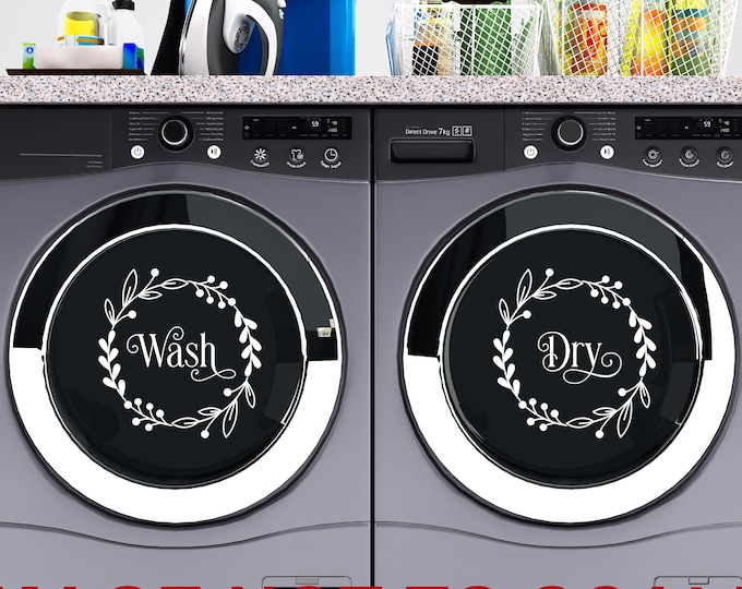 Ornamental Wash Dry Floral Wreath Vinyl Decal Set Washer and Dryer ...
