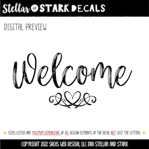 Welcome With Heart Scroll Vinyl Decal - Welcome Heart Vinyl Sticker ...