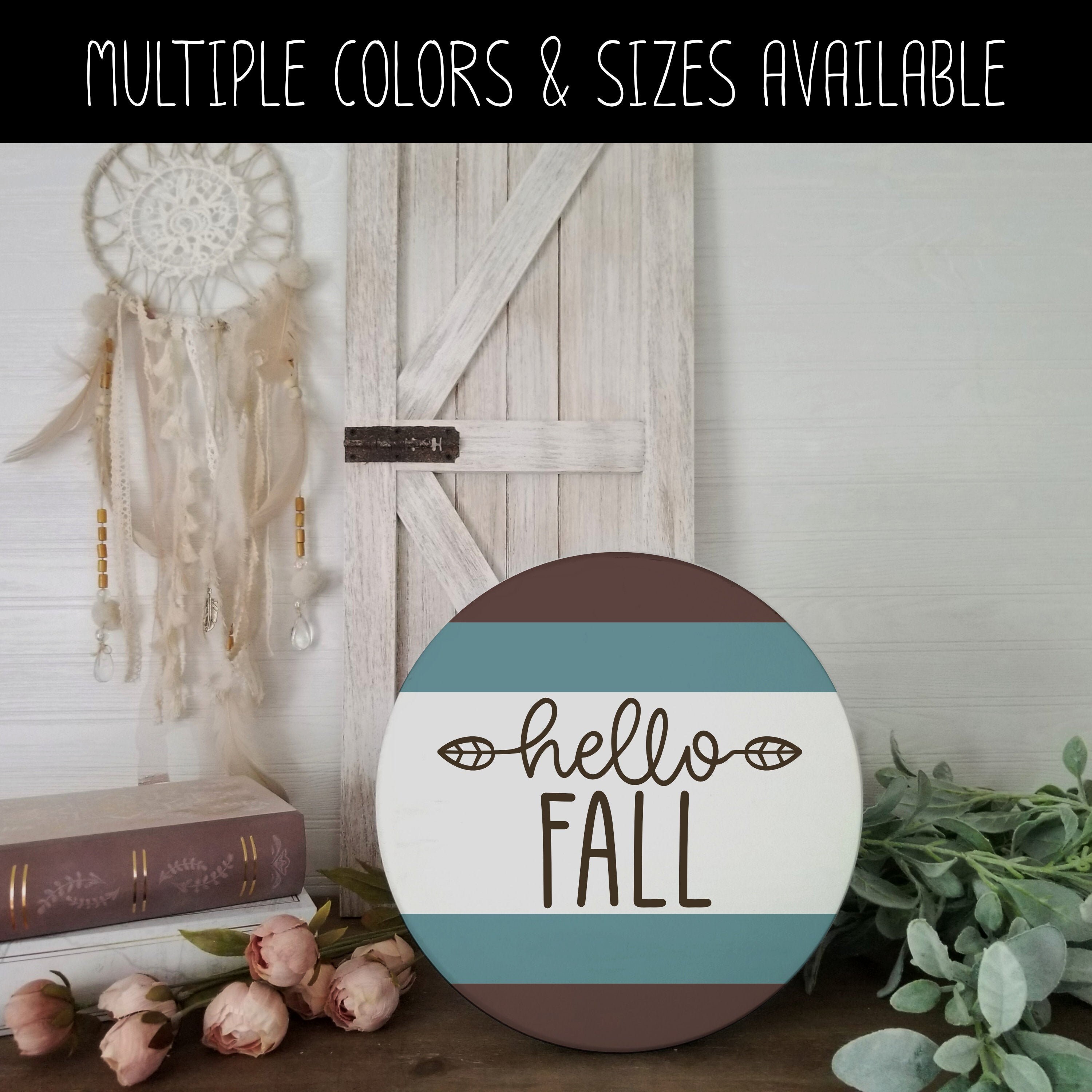 Hello Fall With Leaves Vinyl Decal - Hello Fall With Leaves Vinyl ...