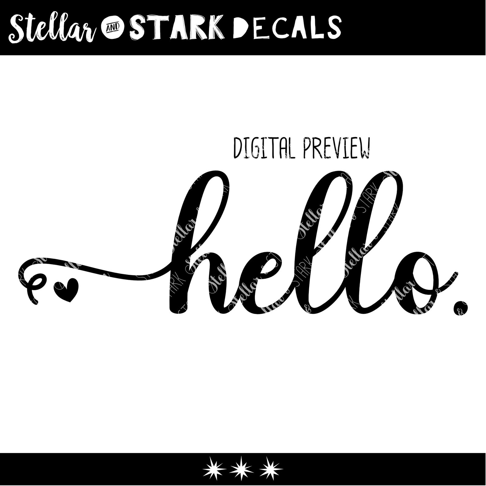 Cursive Hello Heart Vinyl Decal Hello Vinyl Sticker Hello - Etsy
