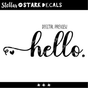 Cursive Hello Heart Vinyl Decal - Hello Vinyl Sticker - Hello Door ...