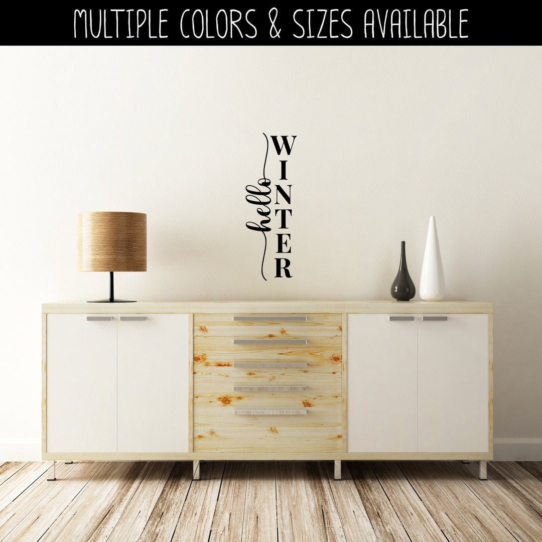 Elegant Vertical Hello Winter Vinyl Decal - Vertical Hello Winter Vinyl ...