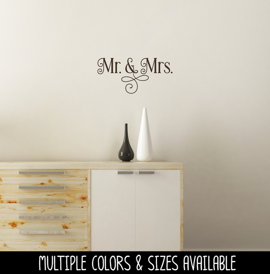Ornamental Mr. & Mrs. Vinyl Decal Mr. and Mrs. Sticker Wedding decal ...
