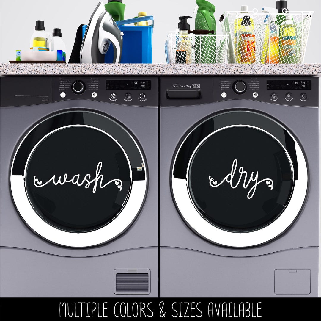 Wash & Dry Vinyl Decal Set - Washer and Dryer Vinyl Decal Set - Laundry ...