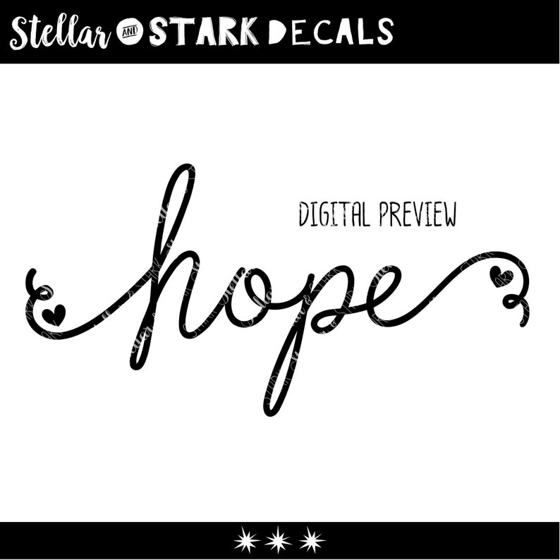 Hope Cursive Heart Vinyl Decal Hope Car Decal Hope Sticker | Etsy