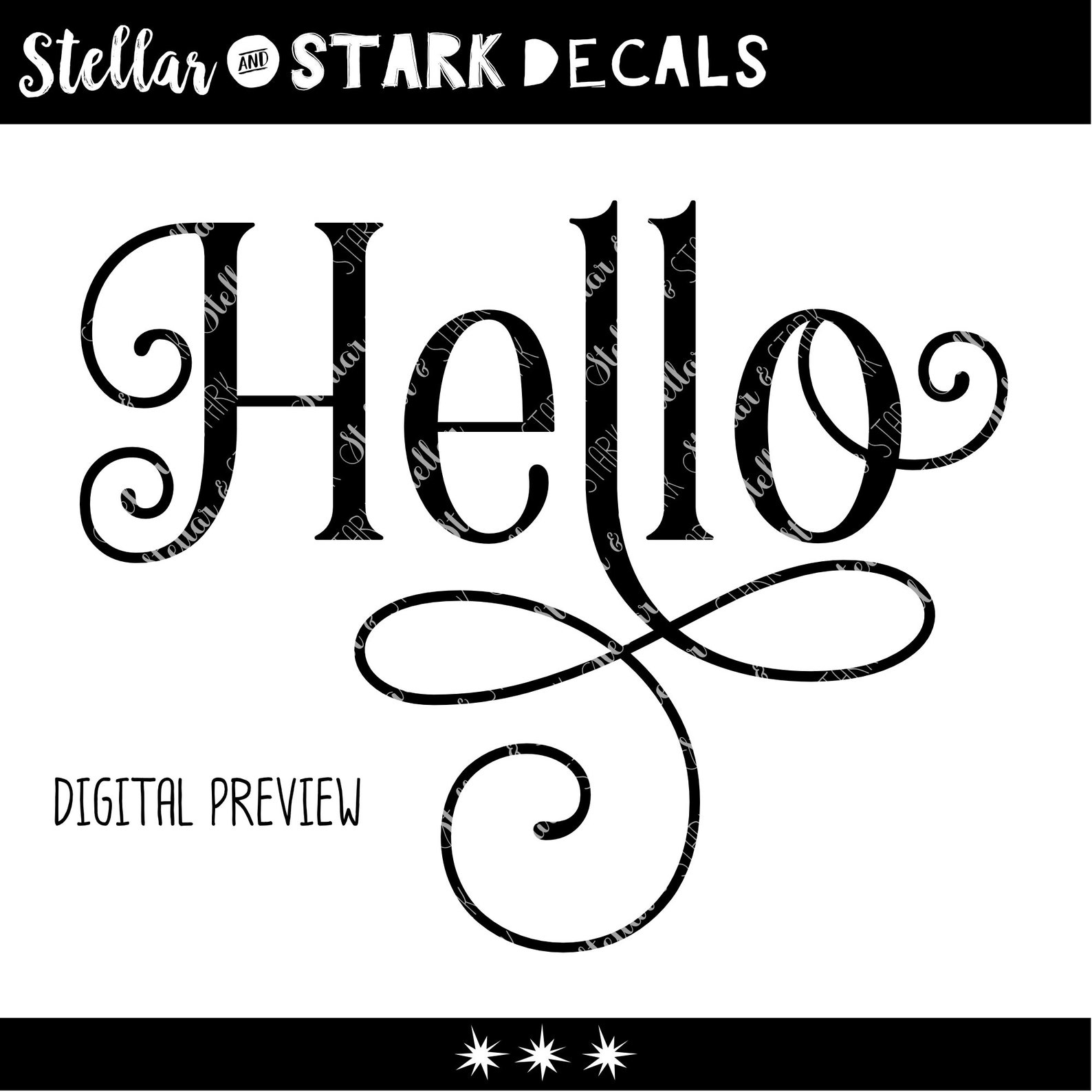 Ornamental Hello Vinyl Decal Hello Vinyl Sticker Hello - Etsy