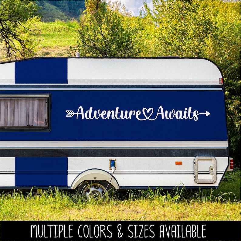 Adventure Awaits With Heart Vinyl Decal Sticker for Camper, RV, Car ...