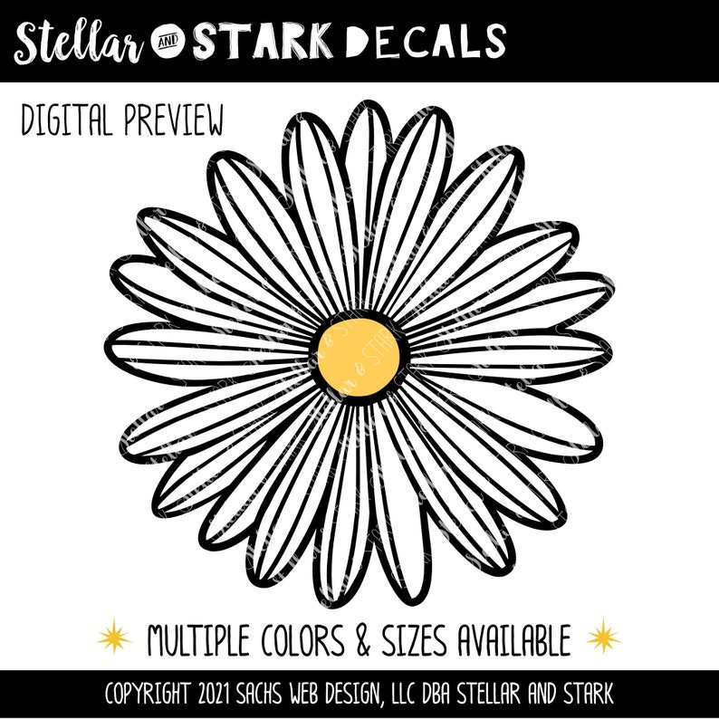 White & Yellow Daisy Vinyl Decal Daisy Decal Daisy Car - Etsy