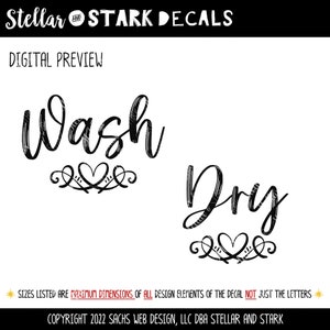 Wash and Dry With Scroll Heart Decal Set - Wash and Dry With Scroll ...