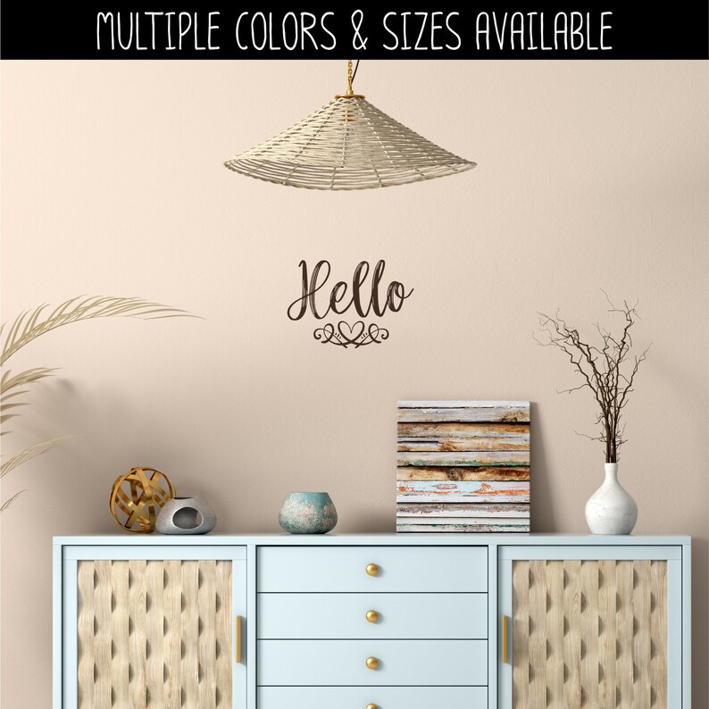 Hello With Heart Scroll Vinyl Decal Hello W/ Heart Vinyl - Etsy