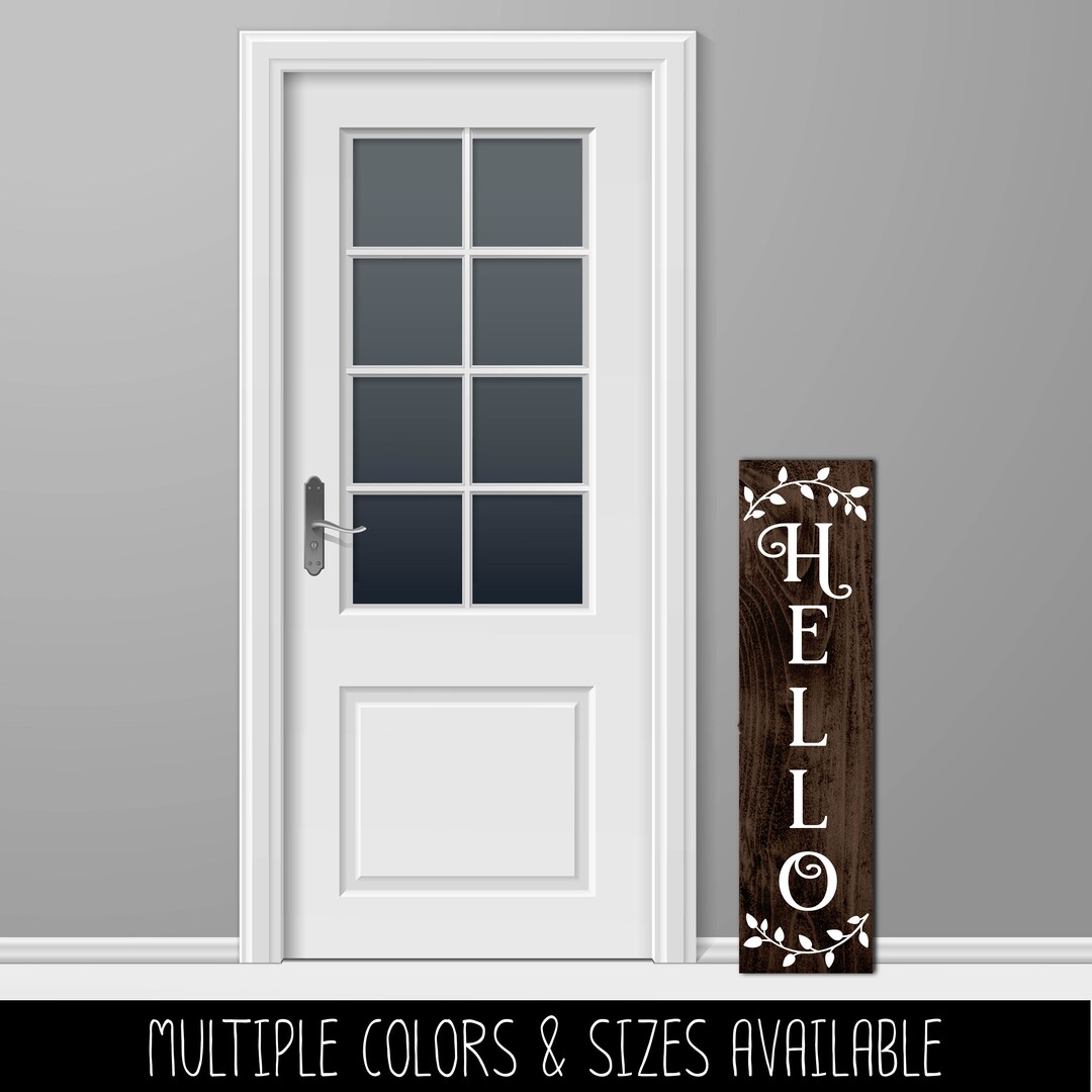 Vertical Hello Curved Leaves Vinyl Decal - Vertical Hello Vinyl Sticker ...