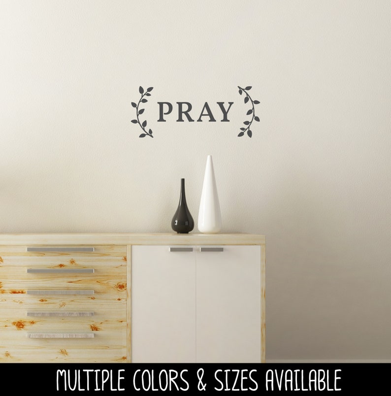 Pray With Curved Leaves Vinyl Decal - Pray Sticker - Jesus Vinyl Decal ...