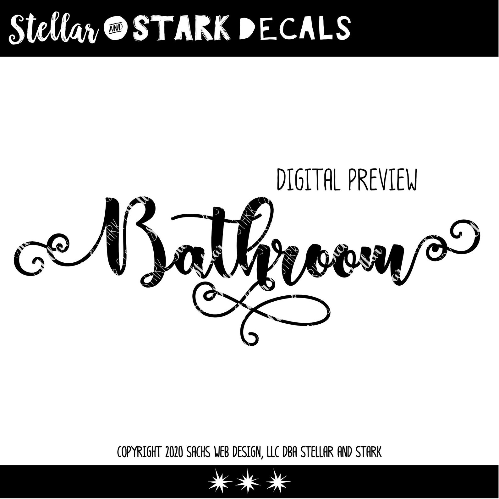 Ornate Cursive Bathroom Vinyl Decal Bathroom Sticker - Etsy España
