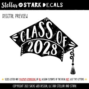 2028 Graduation Cap Decal, 2028 Grad Decal, 2028 Graduation Sticker ...