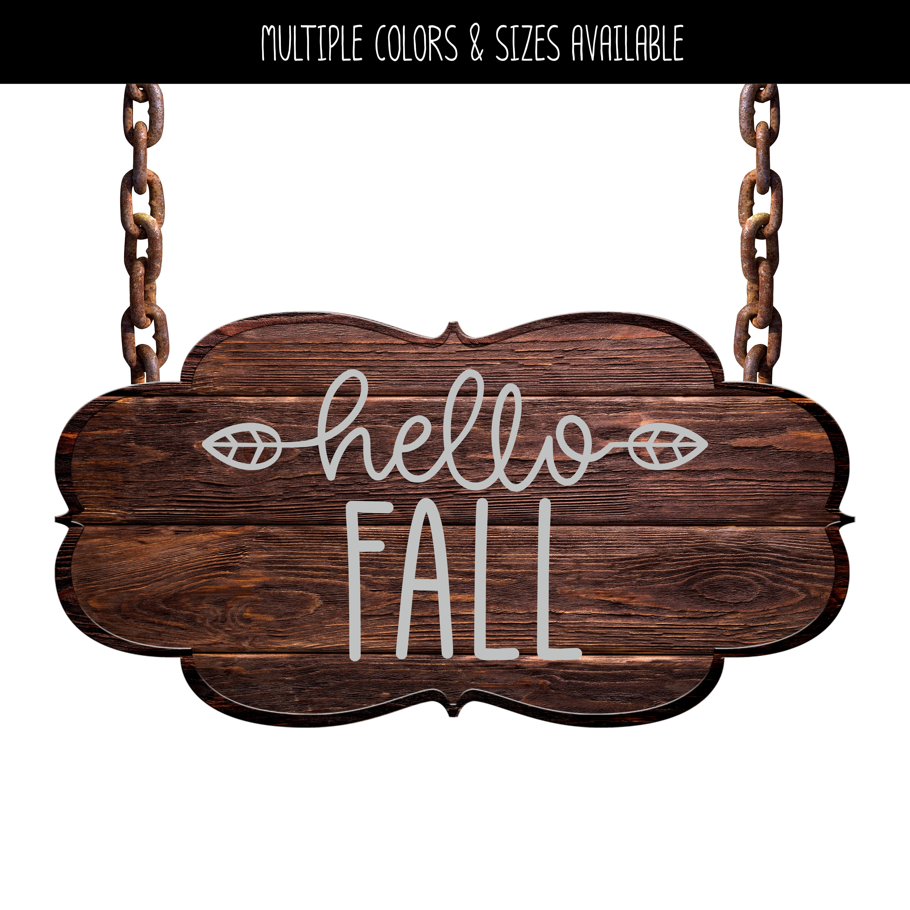 Hello Fall With Leaves Vinyl Decal - Hello Fall With Leaves Vinyl ...