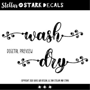 Scroll Vine Wash & Dry Vinyl Decal Set -washer and Dryer Vinyl Decal ...