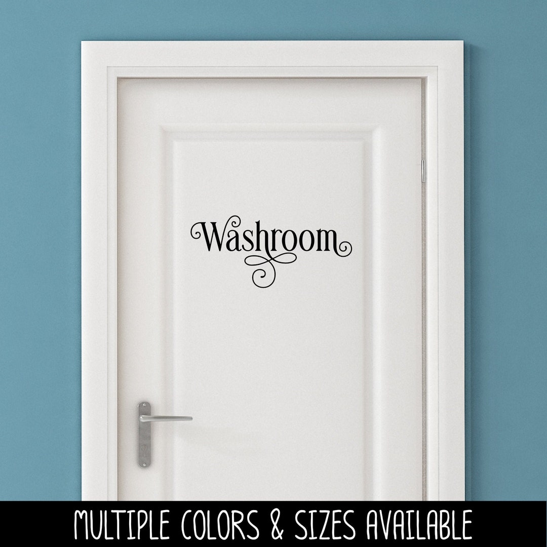 Ornamental Washroom Vinyl Decal Washroom Sticker Washroom Door Decal ...